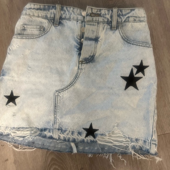 AMIRI | Skirts | Amiri Light Blue Denim With Black Label | Poshmark